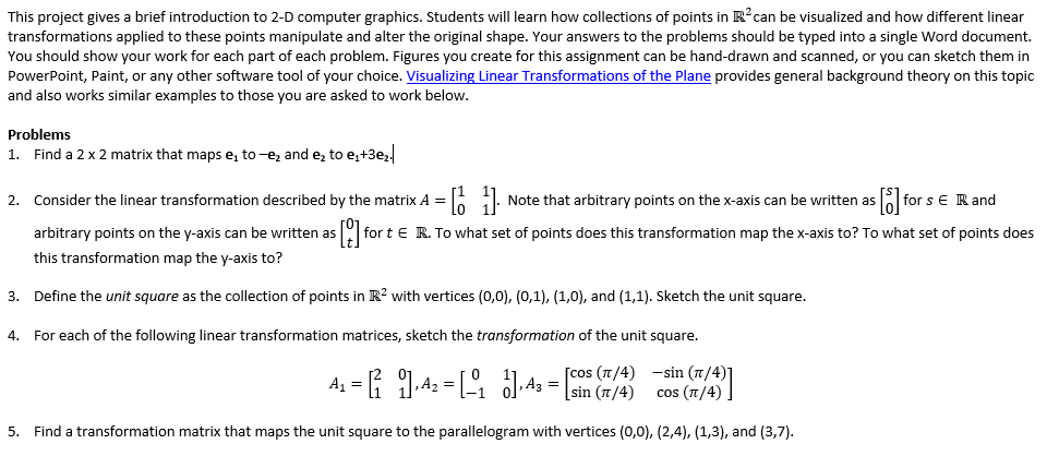 Solved This project gives a brief introduction to 2-D | Chegg.com