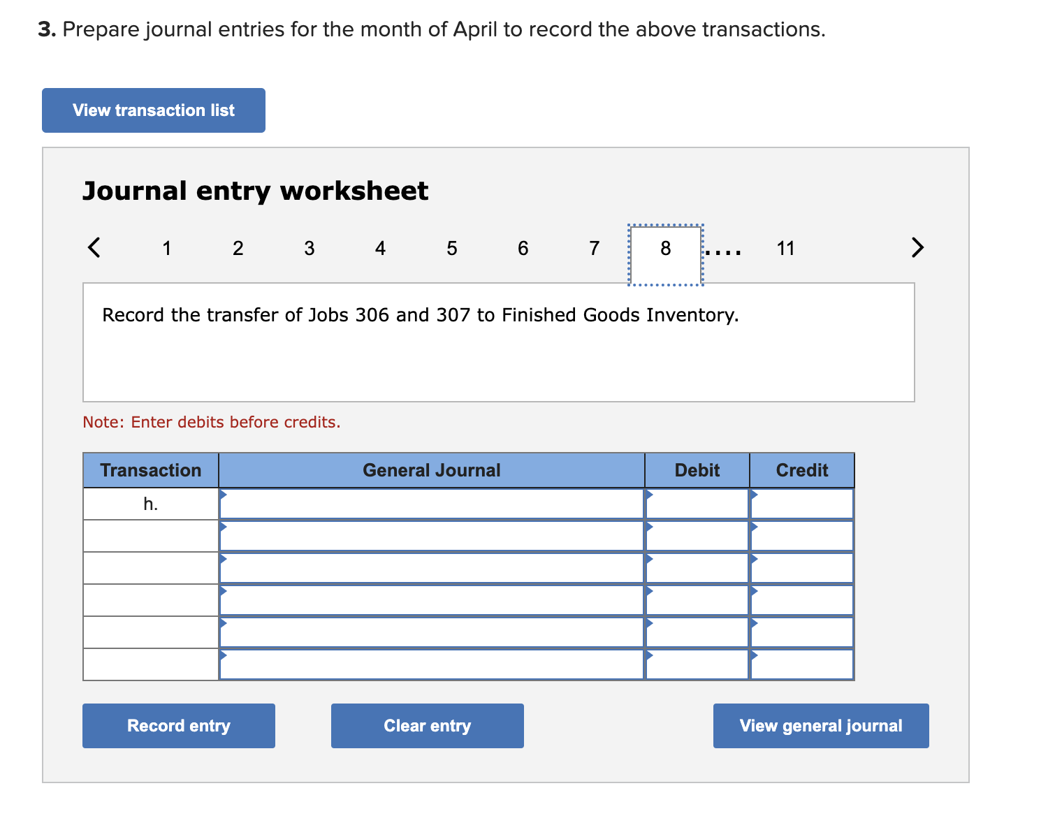 3. Prepare journal entries for the month of April to | Chegg.com
