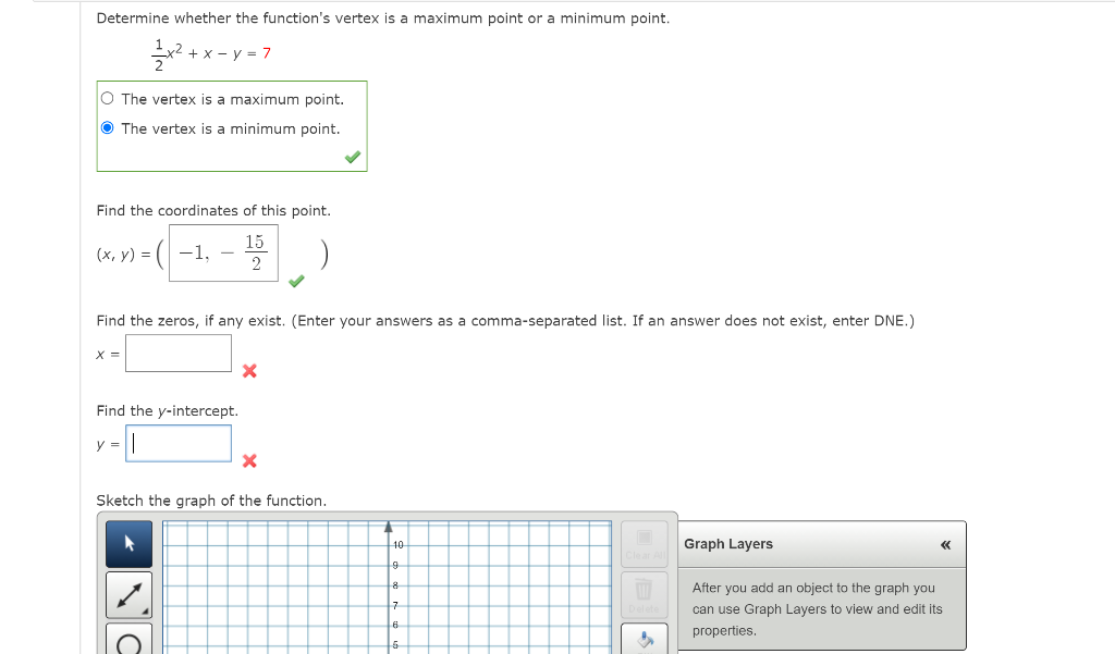 Solved Determine whether the function's vertex is a maximum | Chegg.com