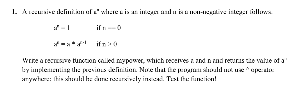 Solved A recursive definition of a" where a is an integer | Chegg.com