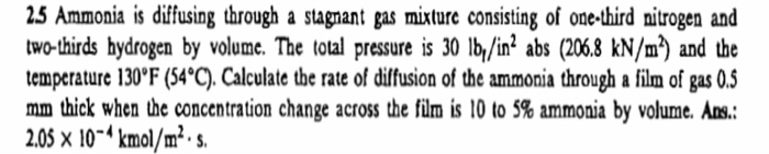 Solved 25 Ammonia is difusing through a stagnant gas mixture | Chegg.com