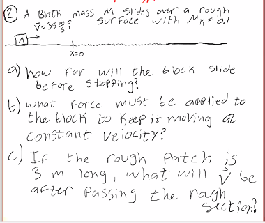Solved 2) A block mass M slides over a rough surface with Mk | Chegg.com