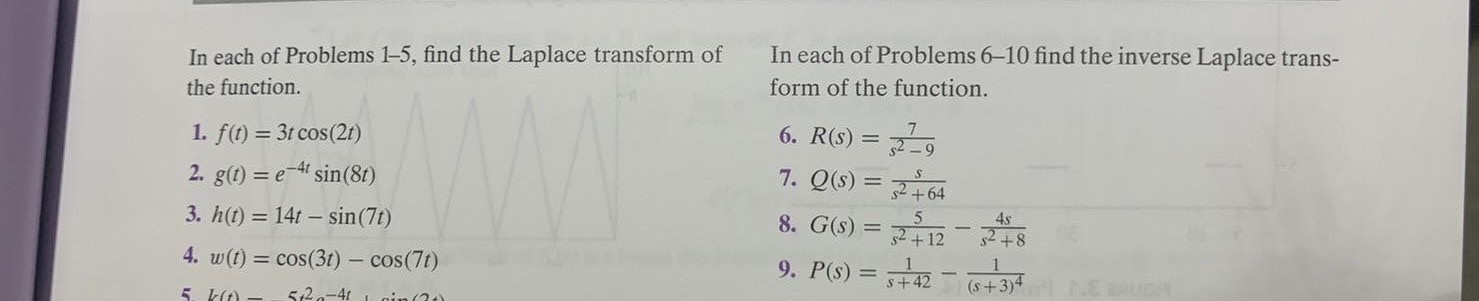 Solved In each of Problems 1-5, find the Laplace transform | Chegg.com