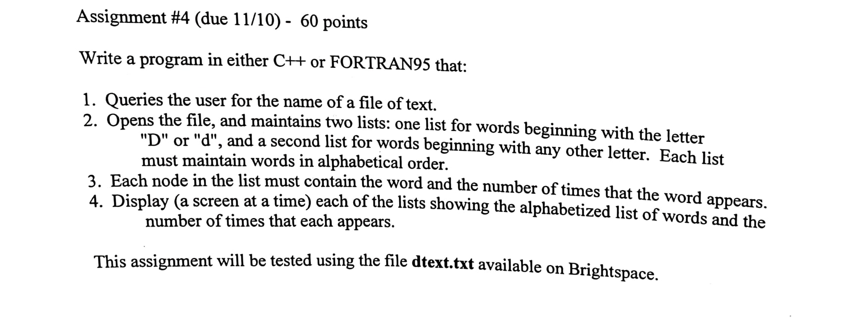 Solved Assignment 4 Due 1110 60 pointswrite A Program