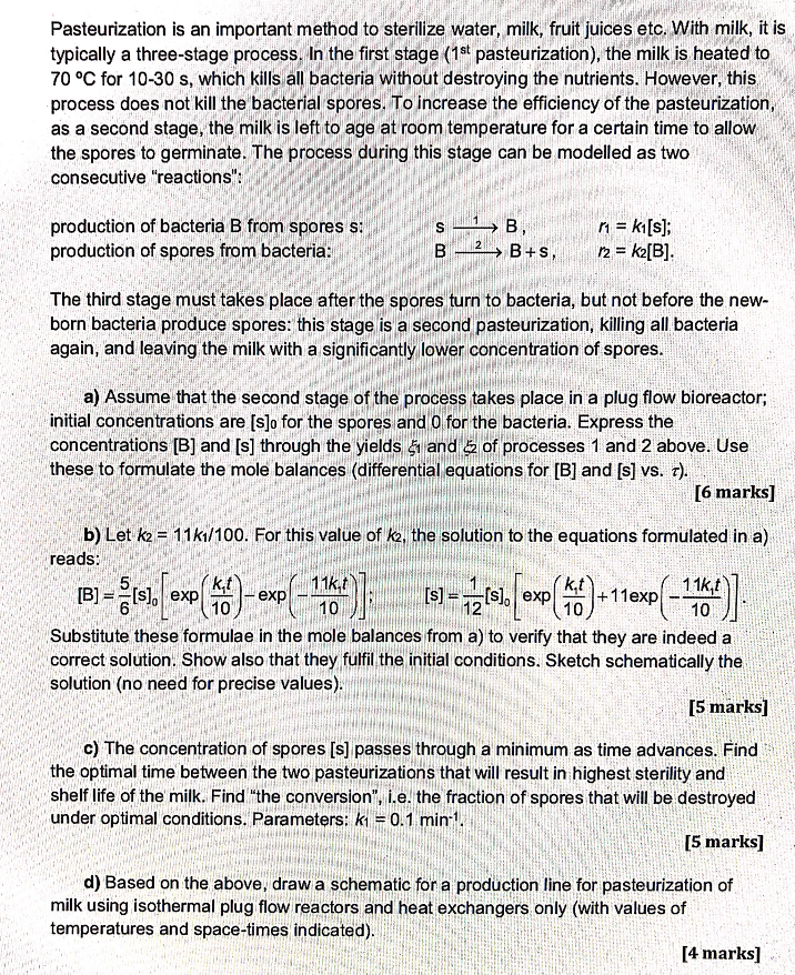 Pasteurization is an important method to sterilize | Chegg.com