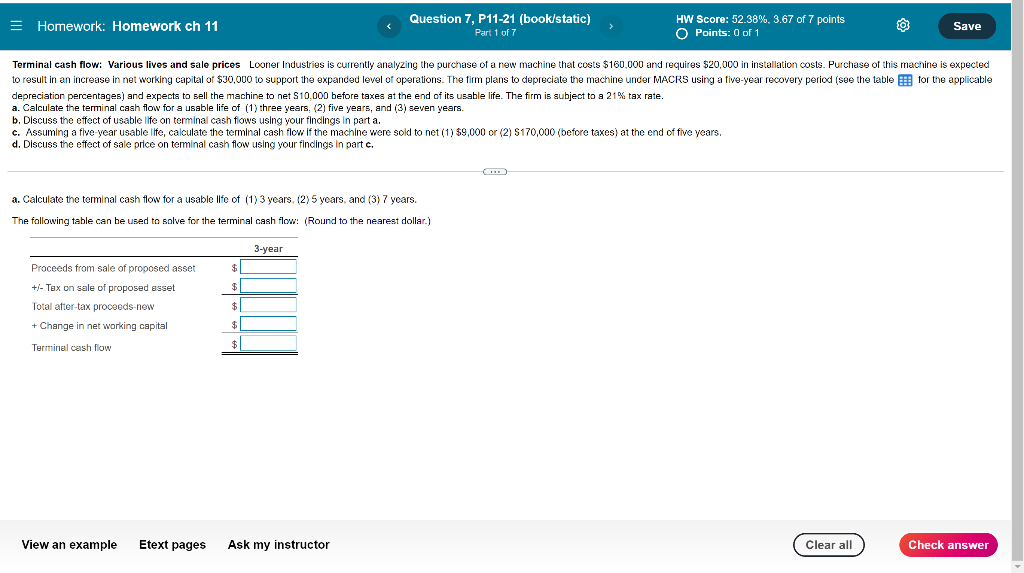 Solved = Homework: Homework ch 11 Question 7, P11-21 | Chegg.com