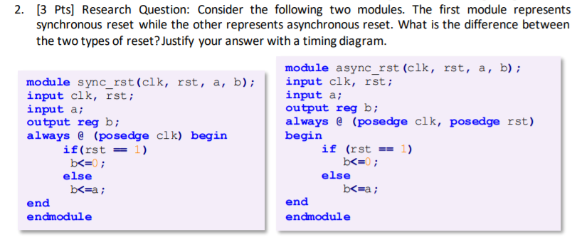 2. [3 Pts) Research Question: Consider the following | Chegg.com