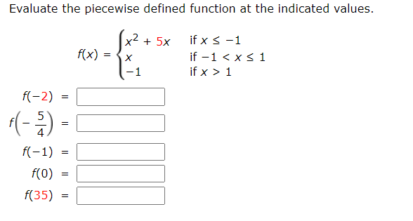 Solved Evaluate the piecewise defined function at the | Chegg.com