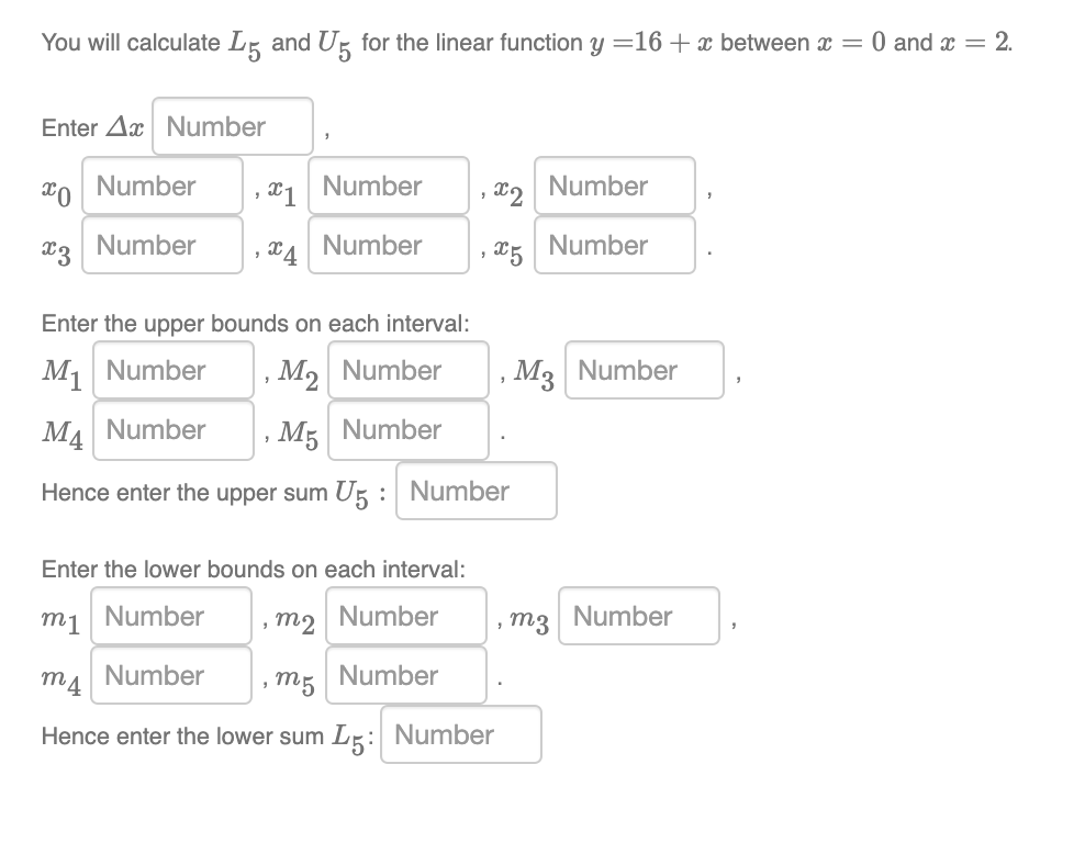 Solved You will calculate L5 and Ug for the linear function | Chegg.com