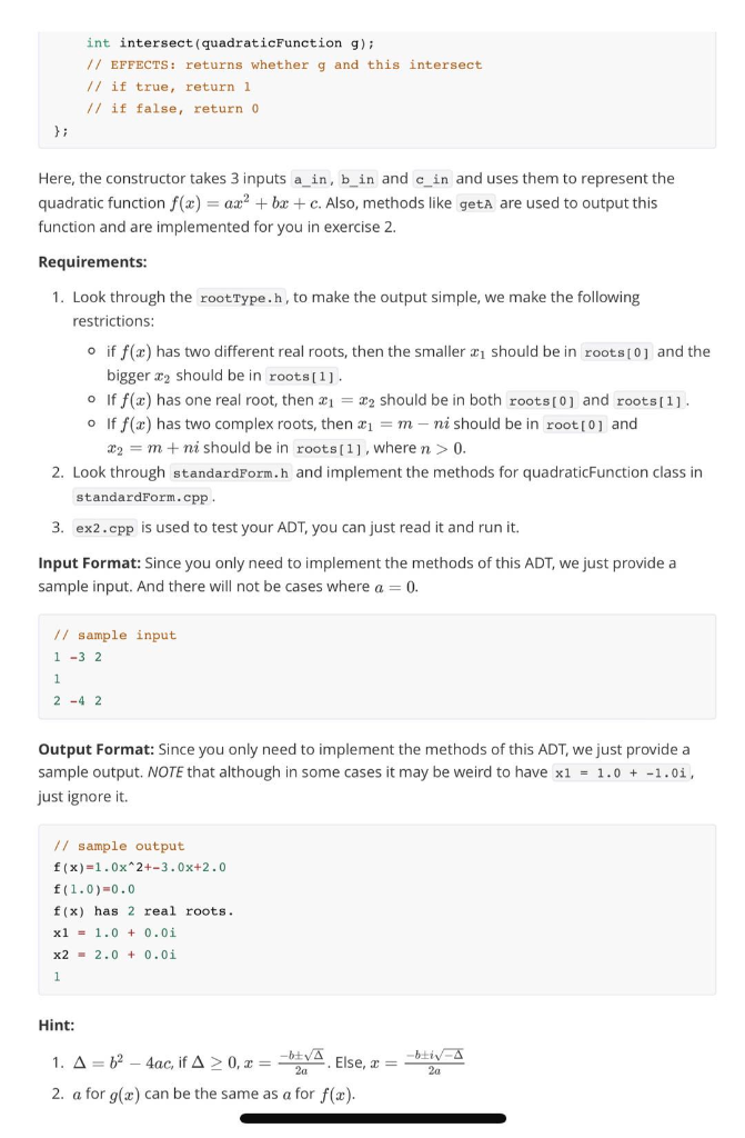 Solved Ex2. Quadratic Functions in Standard Form Bill | Chegg.com