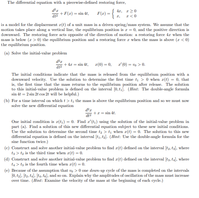 Solved The differential equation with a piecewise-defined | Chegg.com