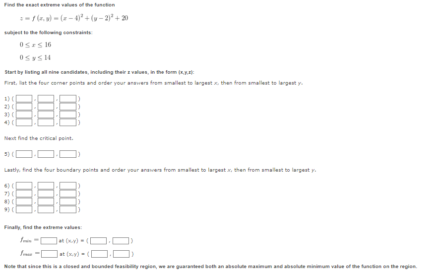 Solved Find the exact extreme values of the function | Chegg.com
