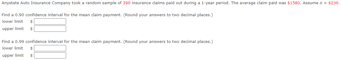 Solved Anystate Auto Insurance Company took a random sample | Chegg.com