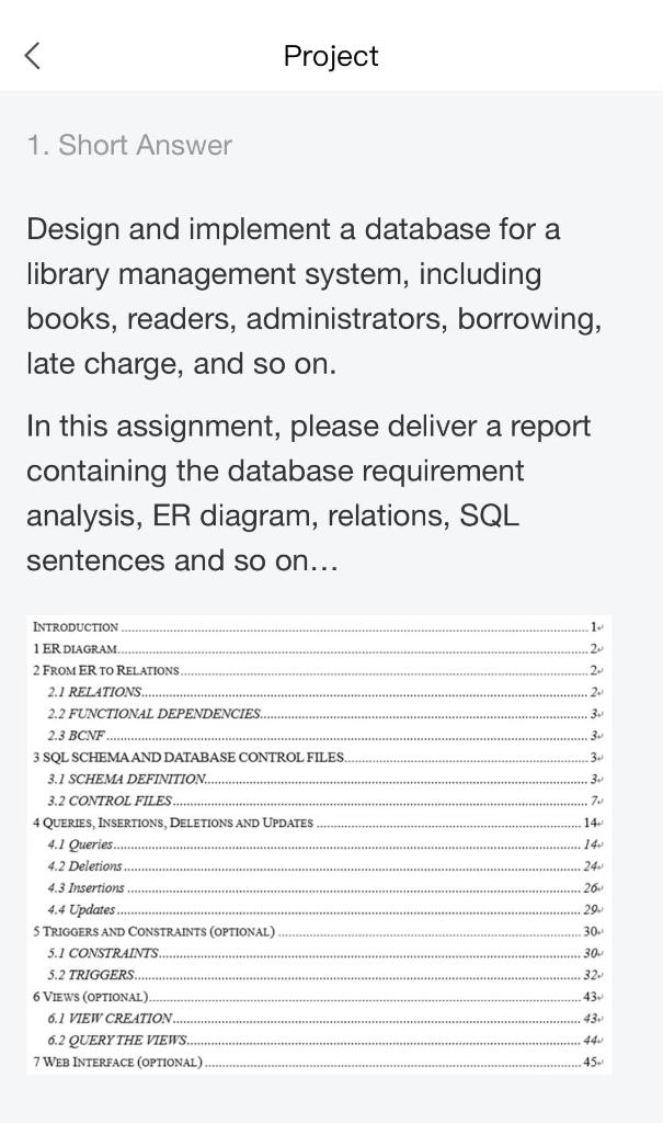 Solved Project 1. Short Answer Design and implement a | Chegg.com