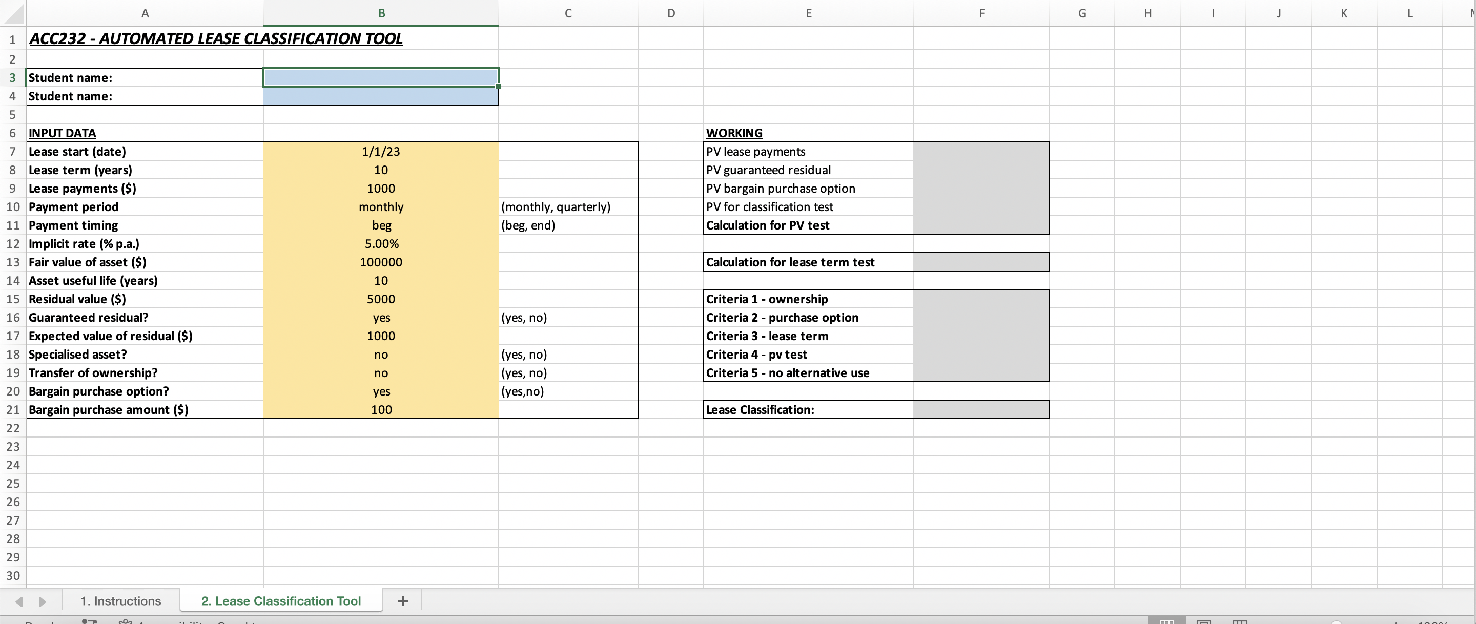 Solved Can you please help input the right formulas on | Chegg.com