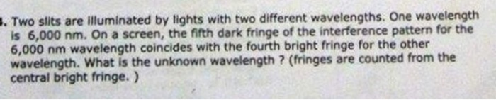 Solved Two slits are illuminated by lights with two | Chegg.com