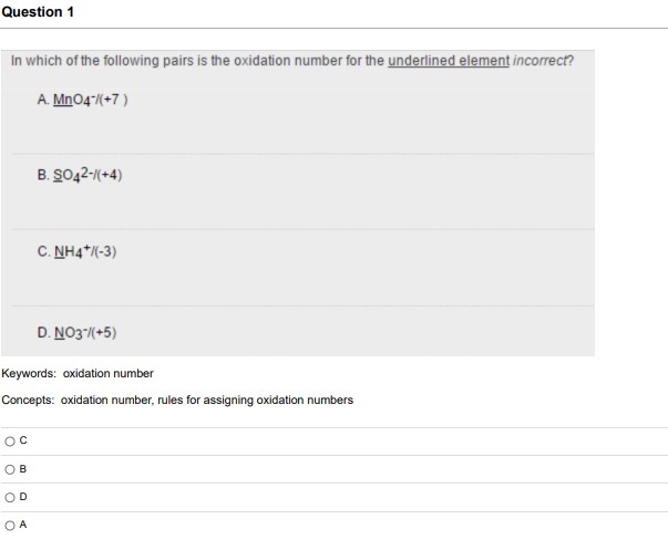 Solved In which of the following pairs is the oxidation | Chegg.com