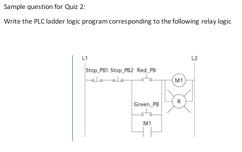 Solved Sample question for Quiz 2: Write the PLC ladder | Chegg.com