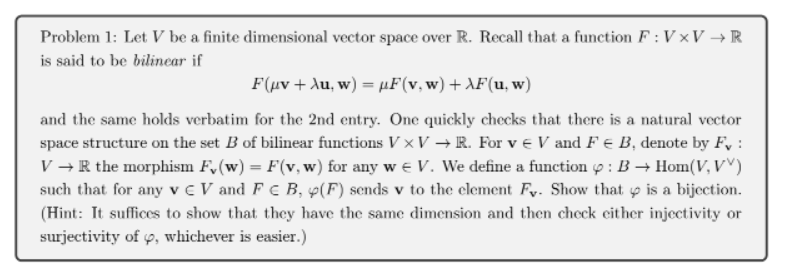 Solved Problem 1: Let V be a finite dimensional vector space | Chegg.com