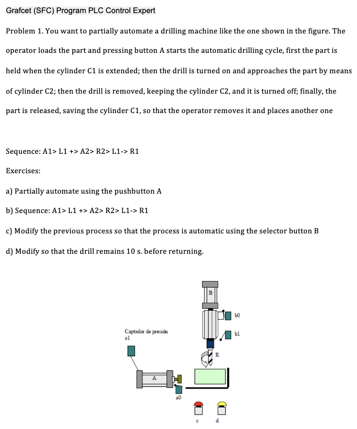 Grafcet (SFC) Program PLC Control Expert Problem 1. | Chegg.com
