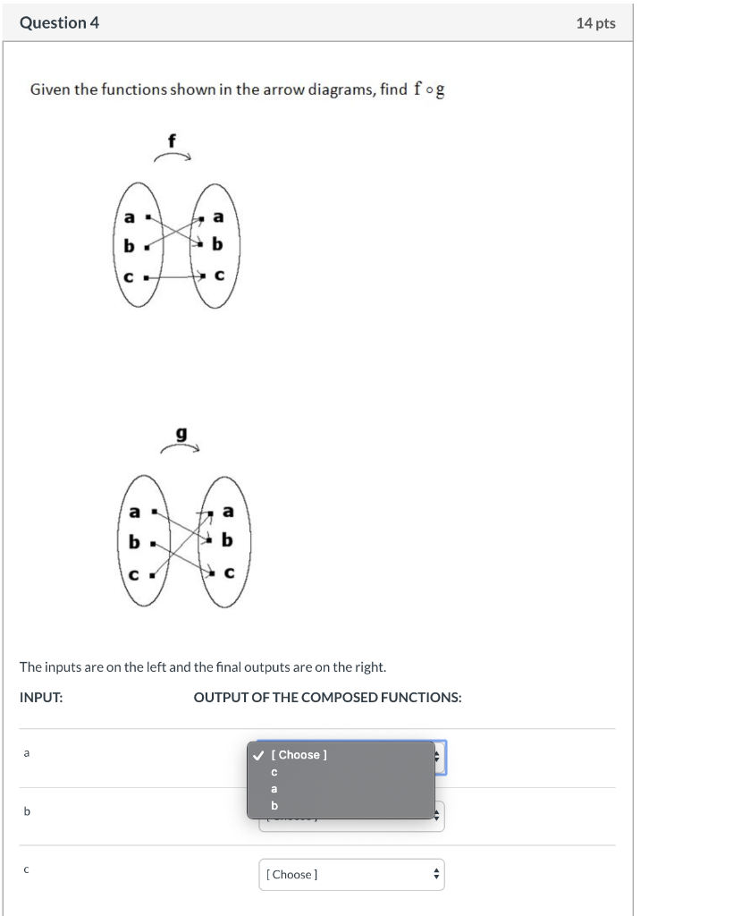 Solved 14 pts Question 3 Given the functions shown in the | Chegg.com