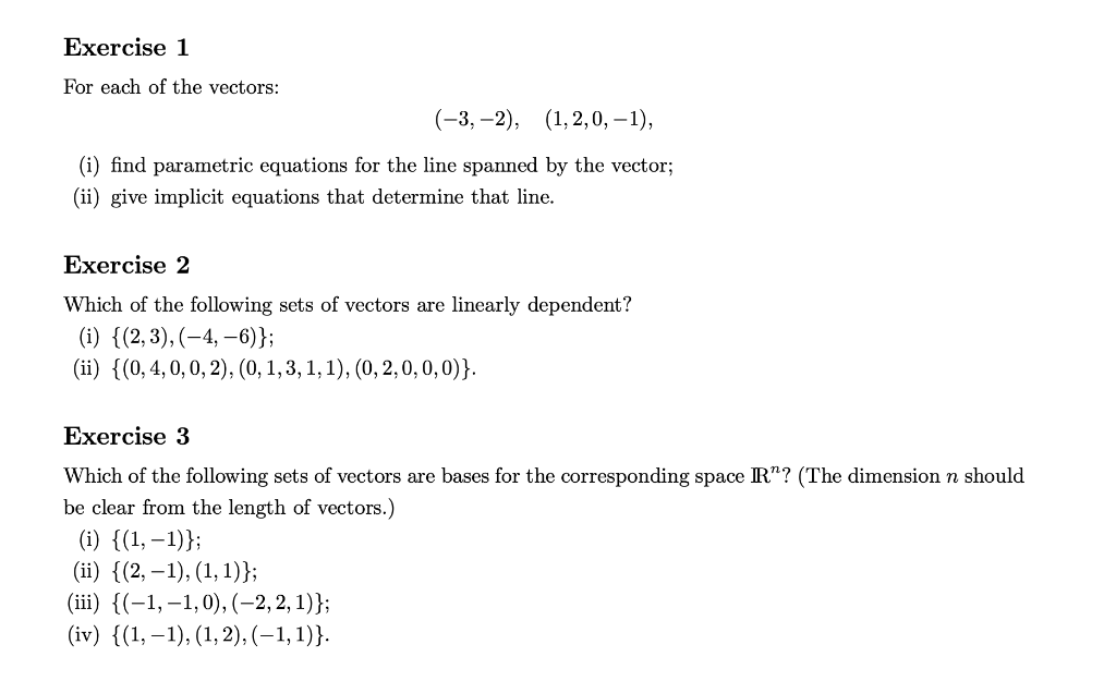 Solved Exercise 1 For each of the vectors: (-3,-2), | Chegg.com