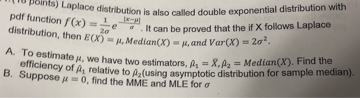 Solved on is also called double exponential distribution | Chegg.com