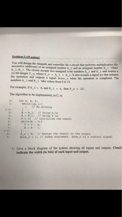 Solved You will design the datapath and controller for a | Chegg.com