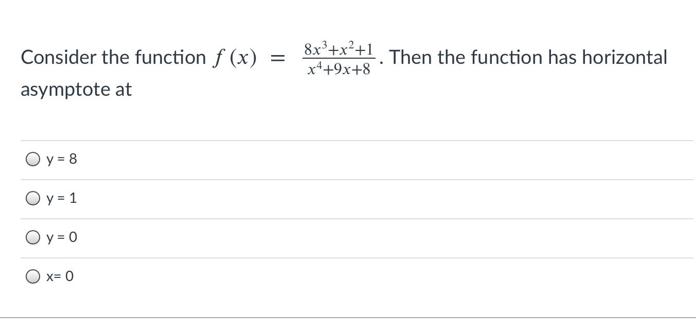 Solved Consider the function f (x) asymptote at 8x’+x