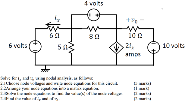 Solved Solve for ix and vo using nodal analysis, as follows: | Chegg.com