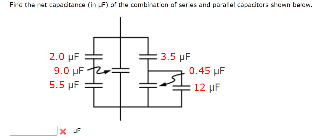 Solved Find the net capacitance (in μF ) of the combination | Chegg.com