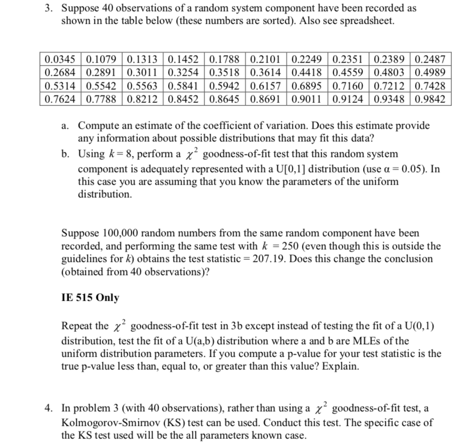 Suppose 40 observations of a random system component | Chegg.com