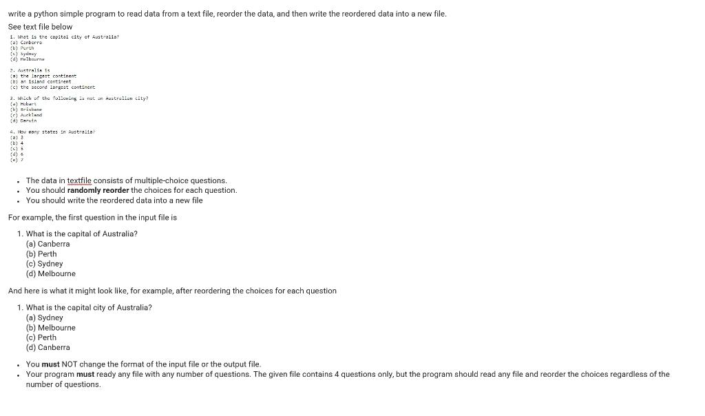 Solved write a python simple program to read data from a | Chegg.com