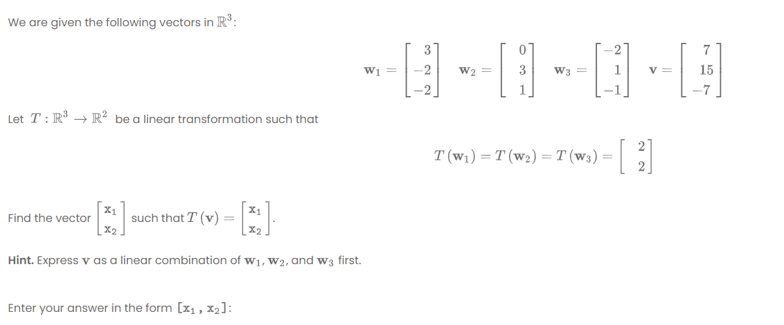 Solved We are given the following vectors in R3: 3 -2 7 0 3 | Chegg.com
