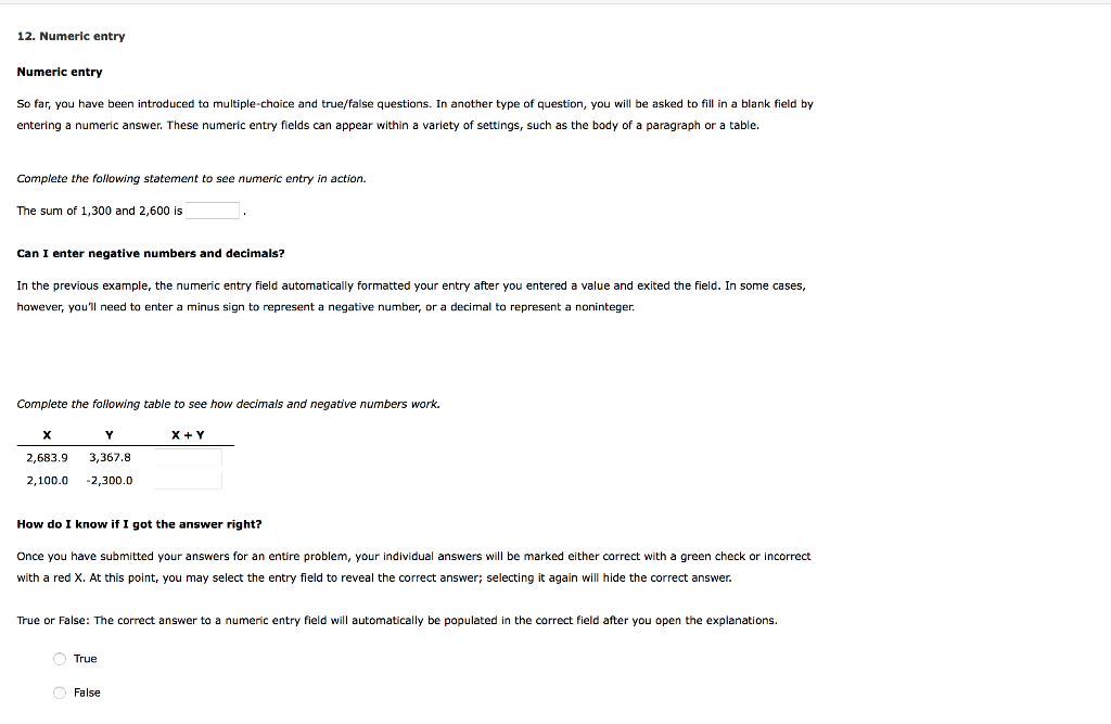Solved 12. Numeric entry Numeric entry So far, you have been | Chegg.com