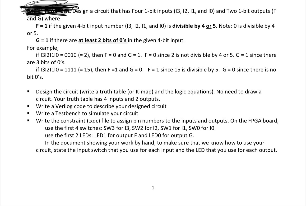 Solved 13its a circuit that has Four 1-bit inputs (I3, ﻿I2, | Chegg.com