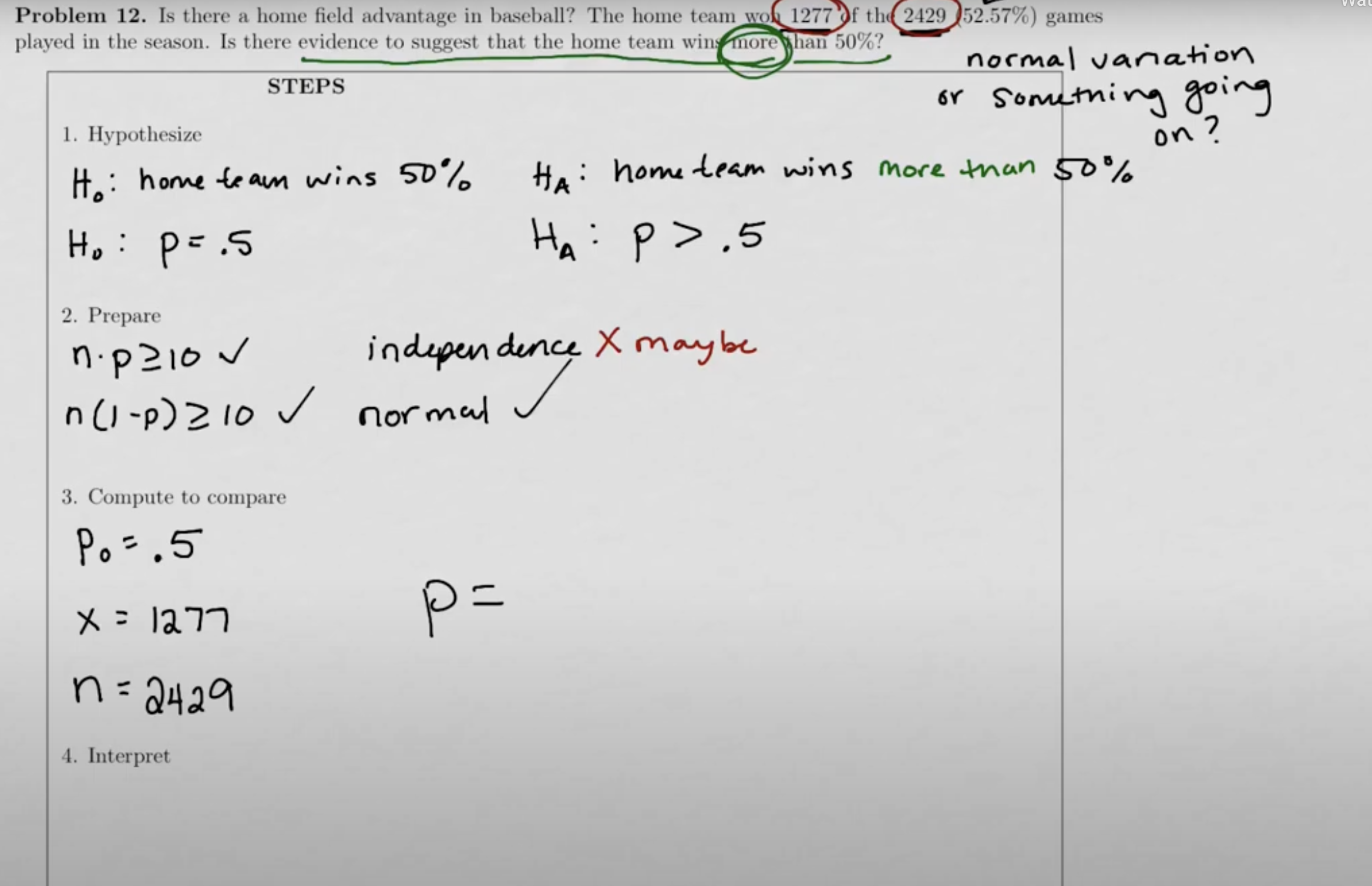 Solved Problem 12. ﻿Is there a home field advantage in | Chegg.com