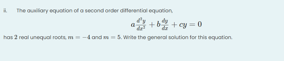 Solved dạy ii. The auxiliary equation of a second order | Chegg.com
