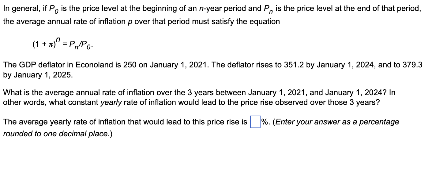 Solved In general, if P0 is the price level at the beginning | Chegg.com
