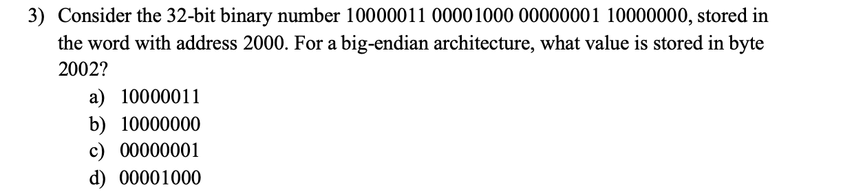 Solved 3) Consider the 32-bit binary number 10000011 | Chegg.com