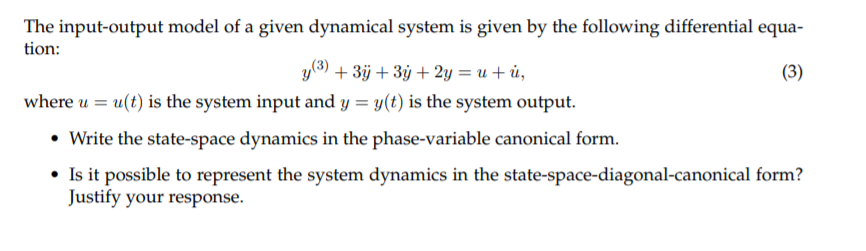 Solved The input-output model of a given dynamical system is | Chegg.com