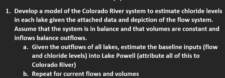 Develop a model of the Colorado River system to | Chegg.com