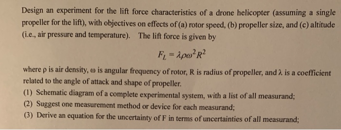 experiment for the lift force characteristics of a | Chegg.com