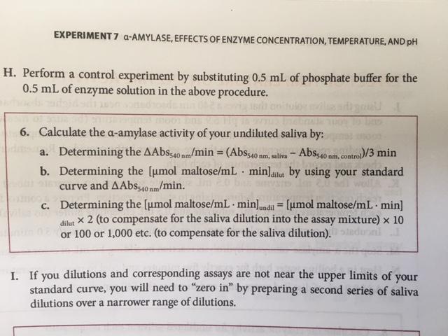 EXPERIMENT 7 A-AMYLASE, EFFECTS OF ENZYME | Chegg.com