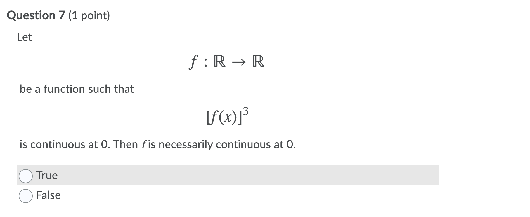 Solved Question 7 1 Point Let F R → R Be A Function Such
