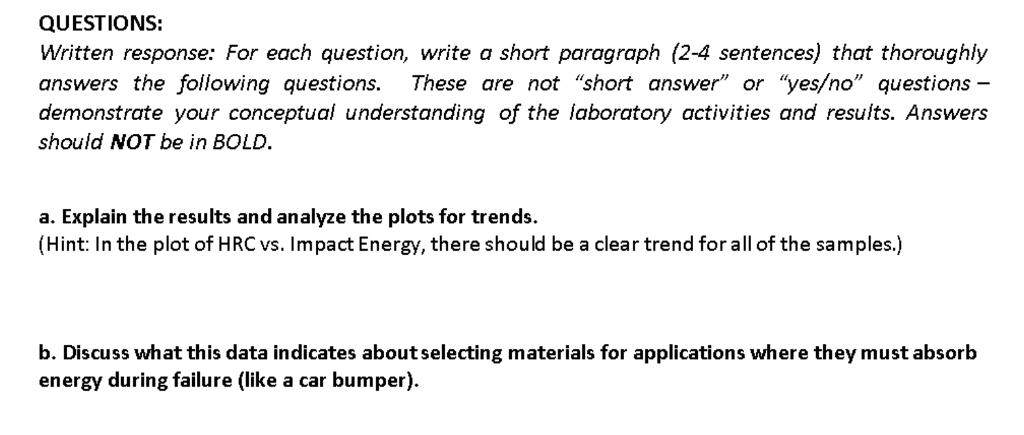 QUESTIONS: Written response: For each question, write | Chegg.com