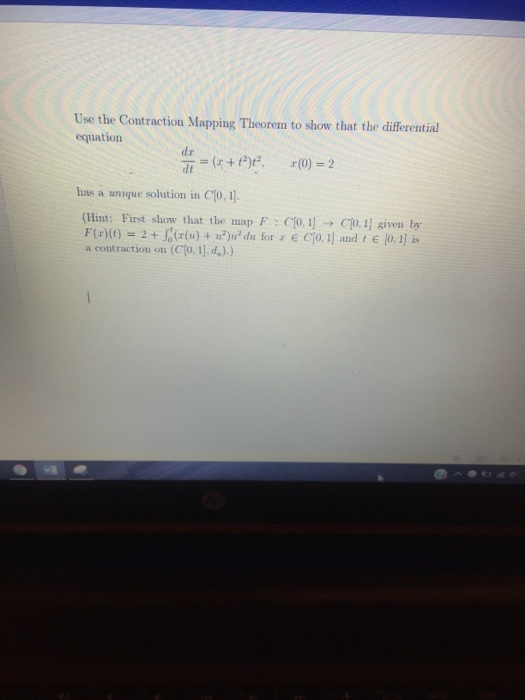 Solved Use the Contraction Mapping Theorem to show that the | Chegg.com