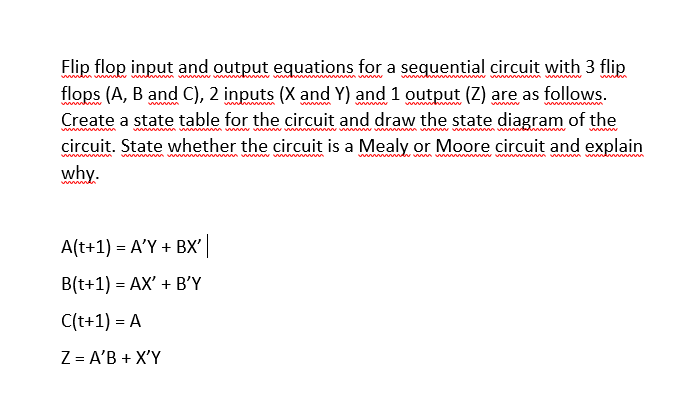 Solved Flip flop input and output equations for a sequential | Chegg.com