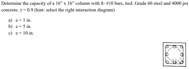 Solved Determine the capacity of a 16” x 16” column with 8- | Chegg.com