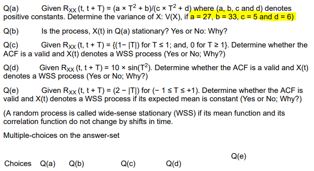 Solved A random variable, RV:X(t) has realizations (epochs) | Chegg.com
